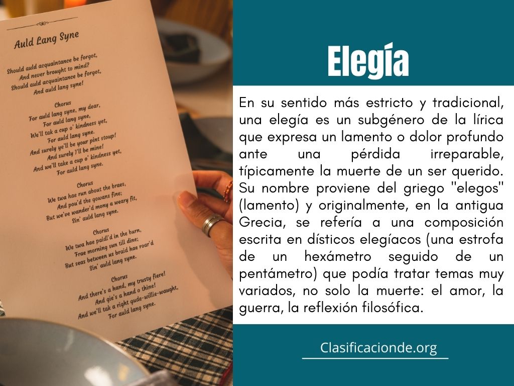 Ejemplos de Elegía - ¿Cómo se clasifican?