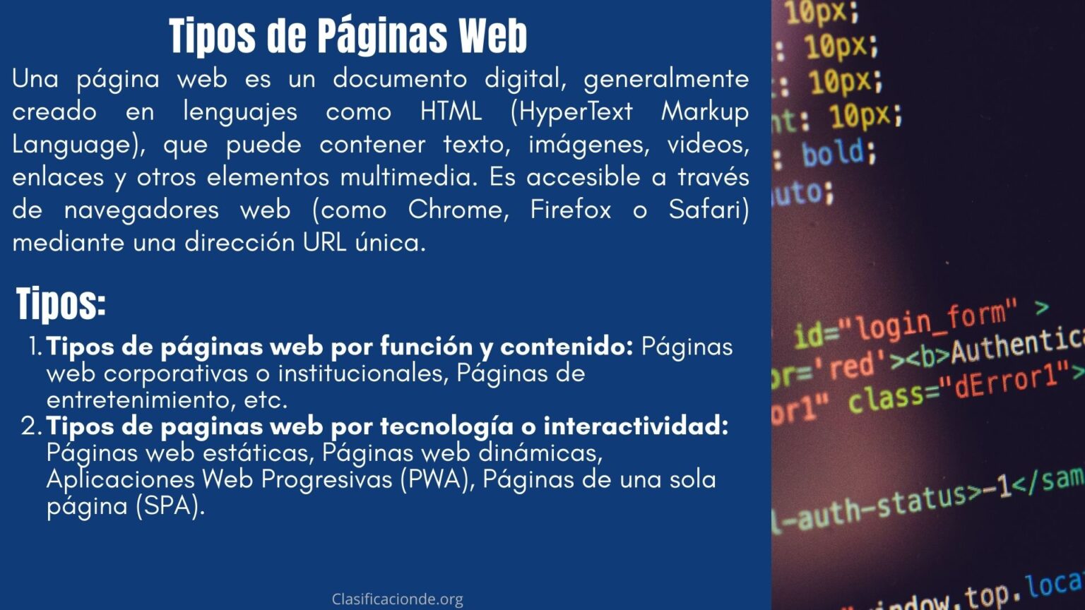 Tipos de páginas web - ¿Cómo se clasifican?
