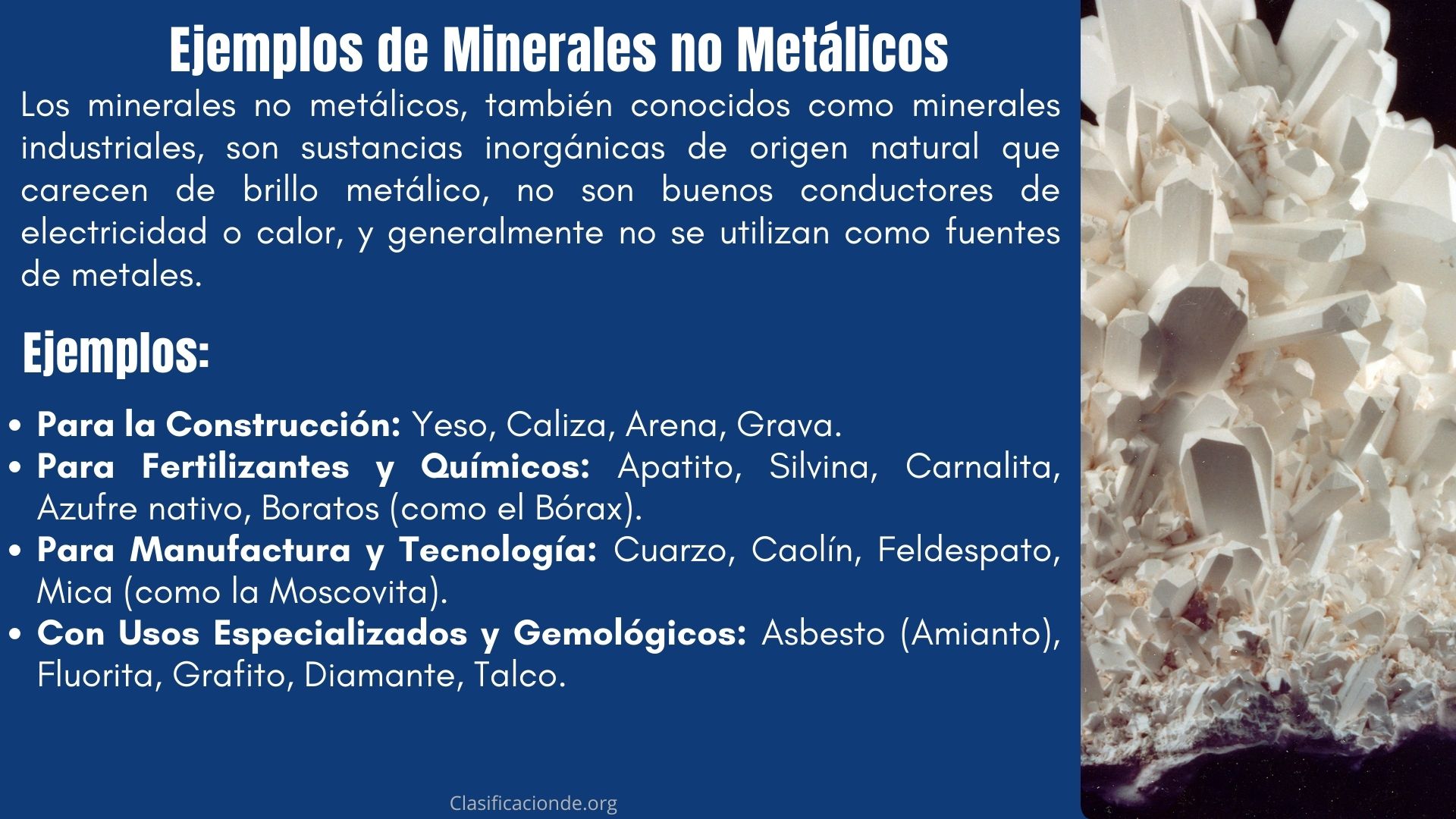 Ejemplos de Minerales No Metálicos - ¿Cómo se clasifican?